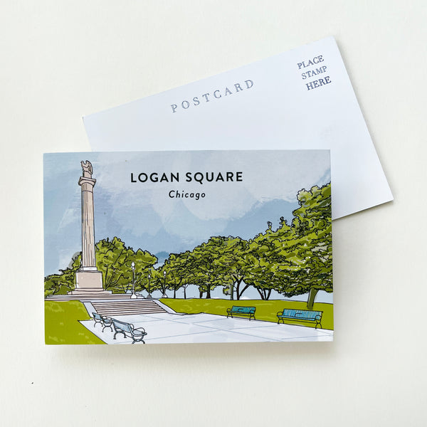 Logan Square Monument Postcard – Steel Petal Press